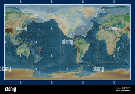 North American Tectonic Plate On The Physical Elevation Map In The Compact Miller Projection