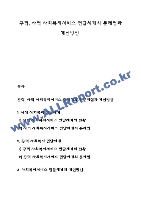 공적 사적 사회복지서비스 전달체계의 문제점과 개선방안 올레포트