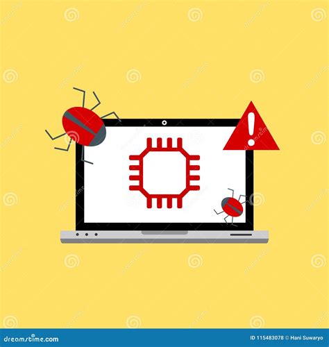 Alert Notification On Laptop Computer Vector Malware Concept Spam Data Fraud Internet Error