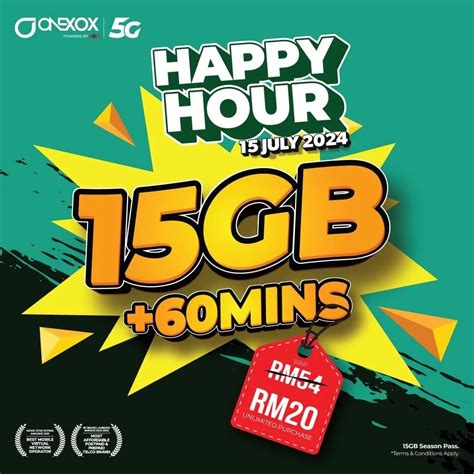 happy hour 15 julai 2024 15gb data berkelajuan tinggi 60 minit call