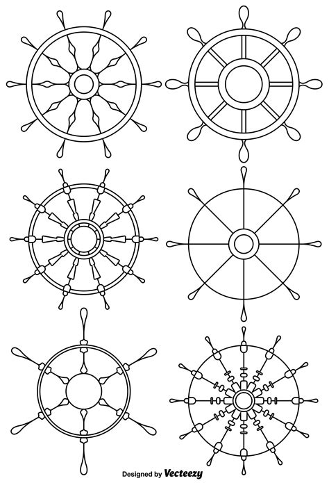 Vector Ship Wheel Icon Set 165792 Vector Art At Vecteezy