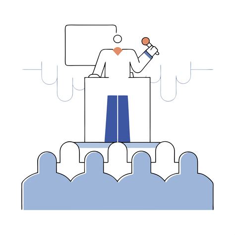 마이크를 들고 연단에 서 있는 사람 벡터 Unsplash의 무료 만화 이미지