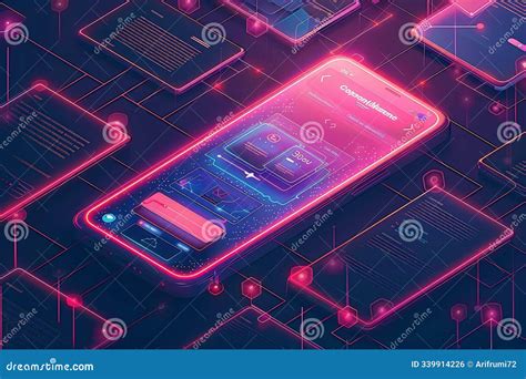 Smartphone Mobile App Interface Mockup With Ui Active Blocks And