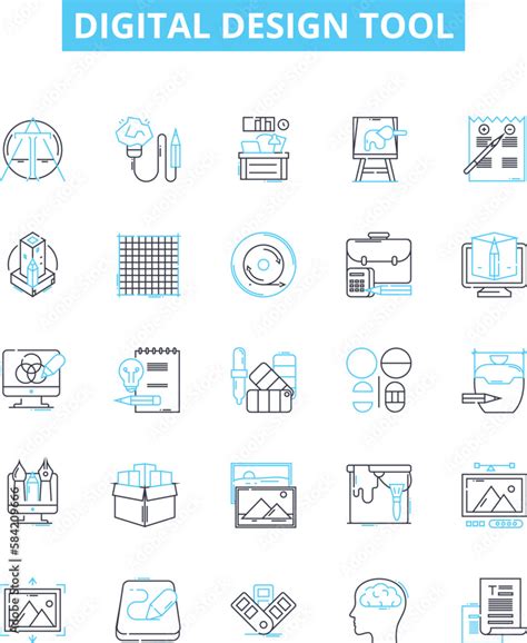 Digital Design Tool Vector Line Icons Set Digital Design Tool Graphic Illustrator