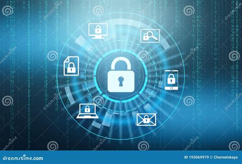 Cyber Security Concept Scheme With Padlock Illustration And Binary