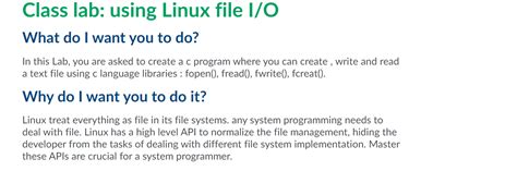 Solved Class Lab Using Linux File I O What Do I Want You To Chegg