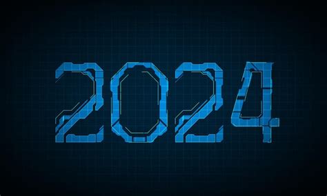 Premium Vector Futuristic Style 2024 With Hud Interface Hitech Numbers Retrofuturistic Print