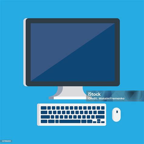 Monitor With Keyboard And Computer Mouse Stock Illustration Download