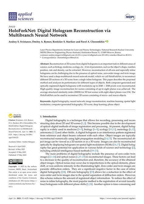 pdf holoforknet digital hologram reconstruction via multibranch