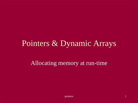 Pdf Pointers And Dynamic Arrays · Pointers 26 Class