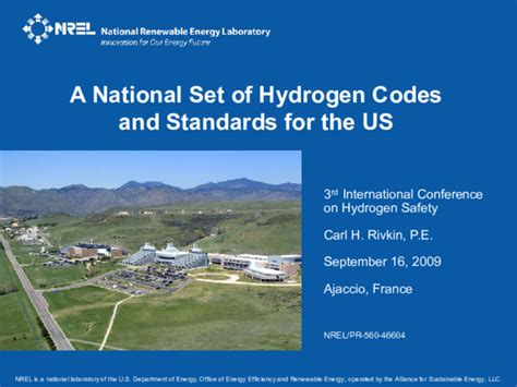 Pdf National Set Of Hydrogen Codes And Standards For The Us