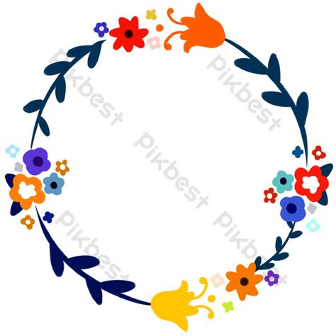 둥근 꽃 화환 일러스트 Png Psd 무료 다운로드 Pikbest