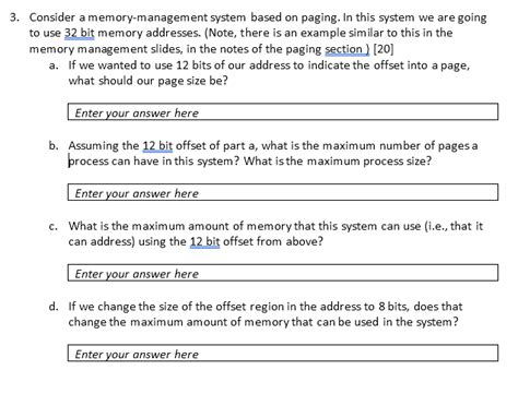 Solved 3 Consider A Memory Management System Based On