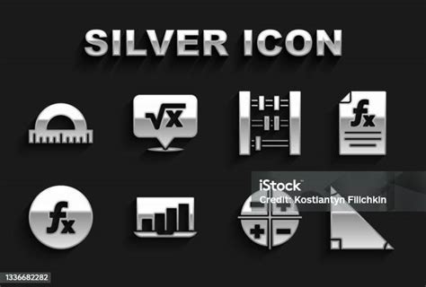 그래프 차트 기능 수학적 기호 삼각형 Xyz 좌표 시스템 아바쿠스 Pro트랙터 및 X 글리프 아이콘의 사각형 루트와 노트북을 설정합니다 벡터 0명에 대한 스톡 벡터 아트 및