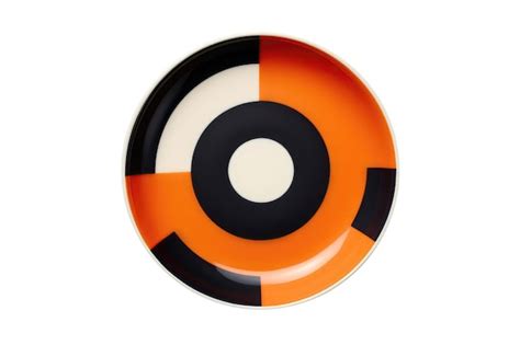 Premium Ai Image Striped Ceramic Plate In Bold Contrasting Colors For