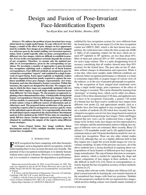 Pdf Design And Fusion Of Pose Invariant Face Identification Experts