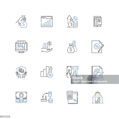 모기지 대출 라인 아이콘 모음입니다 이자율 재융자 자본 신용 대출 이자 부동산 벡터 및 선형 그림 승인 마감 대출 기관 개요 표지판 세트 재정 고문에 대한 스톡 벡터 아트