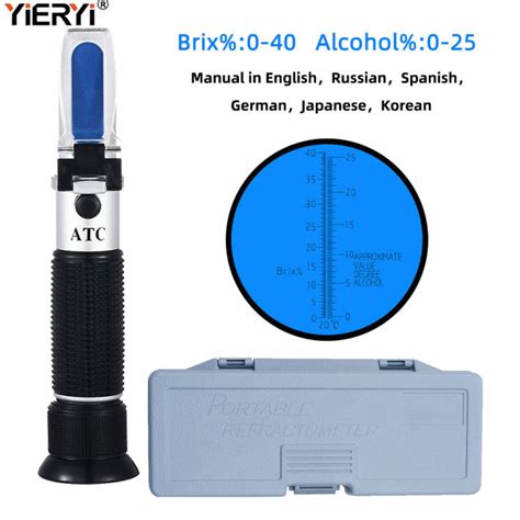 Yieryi Wine Refractometer Handheld Alcohol Refractometer Sg 1 000 1 130 Hydrometer Brix 0 40