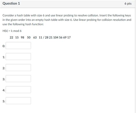 Solved Consider A Hash Table With Size 6 And Use Linear