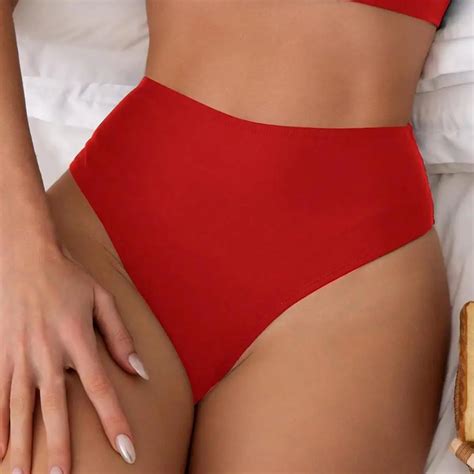 Sexy Bikini Bottoms High Waist Womens Swim Trunks With Back Cutout