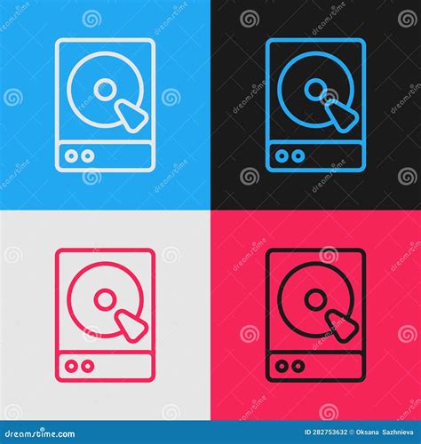 Pop Art Line Hard Disk Drive Hdd Icon Isolated On Color Background Vector Stock Illustration