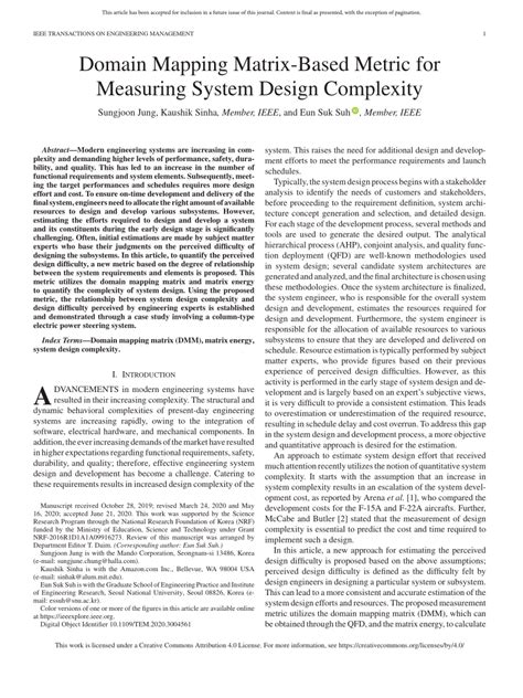 pdf domain mapping matrix based metric for measuring system design
