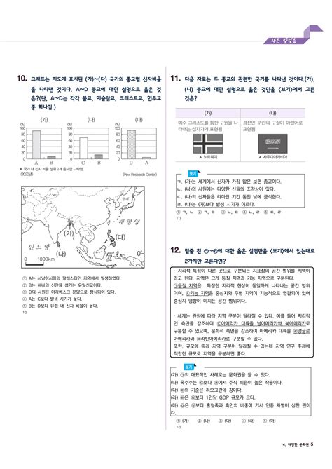 고난도서술형 자료 22개정 통합사회 4 1 다양한 문화권의 특징 쏠북