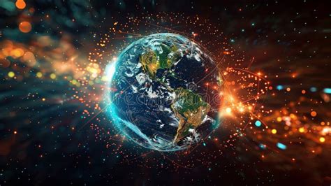 Globe Earth Interconnected Global Visualization Whole Planet Stock