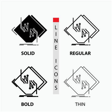 Board Chip Circuit Network Electronic Icon In Thin Regular Bold