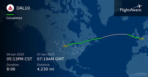 Dl10 Dal10 Delta Flight Tracking And History 06 Jan 2025 Kmsp Lhr