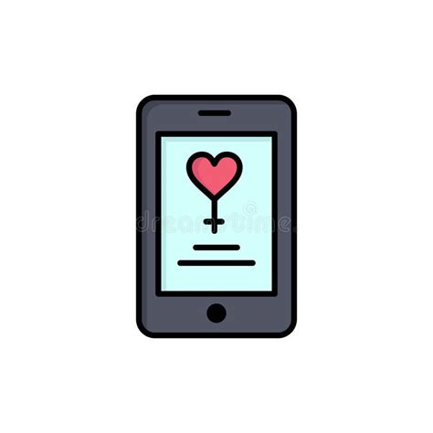 App Mobile Love Lover Flat Color Icon Vector Icon Banner Template
