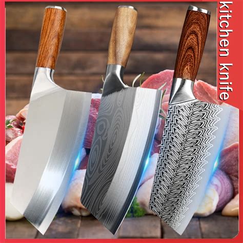 다마스커스 정육 식칼 스테인레스 스틸 요리 칼 세트 전문 중국식 고기 생선 슬라이스 야채 커터 Aliexpress