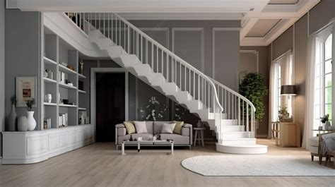 3d로 렌더링된 거실의 2층 입구로 이어지는 흰색 계단 고전적인 인테리어 현관 고급스러운 인테리어 배경 일러스트 및 사진 무료 다운로드 Pngtree