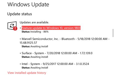 Feature Update To Windows 10 Version 1803 Is Stuck At 86 For More Microsoft Community