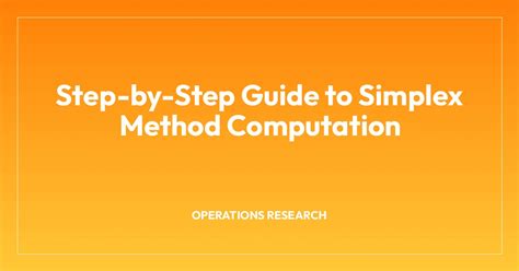 Step By Step Guide To Simplex Method Computation • Slm Self Learning Material For Mba