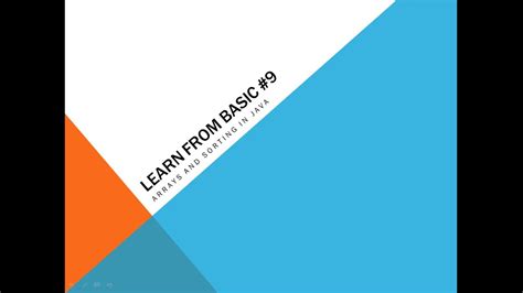 Learn From Basic 9 Arrays In Java Bubble Sort Programming Tutorial Youtube