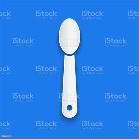 종이 는 파란색 배경에 고립 된 숟가락 아이콘에 헤로인을 잘라 마약 중독의 개념과 마약에서 의존 마약 중독자 라이프 스타일 종이 아트 스타일 벡터 일러스트레이션 3차원