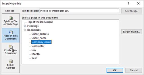 Insert Hyperlink Dialog With Headings And Bookmarks Avantix Learning