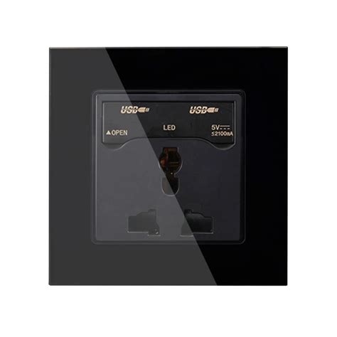 Coswall черная кристальная стеклянная панель электрическая настенная розетка универсальная