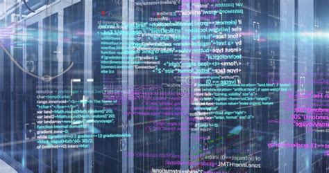 Image Of Data Processing And Light Spots Against Empty Computer Server Room Stock Illustration