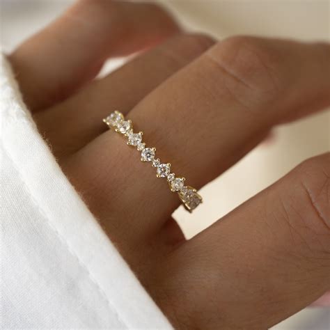 Eternity Ring Dainty Diamond Stacking Gold Minimalist Ring Cz Ring Simple Diamond Ring Silver