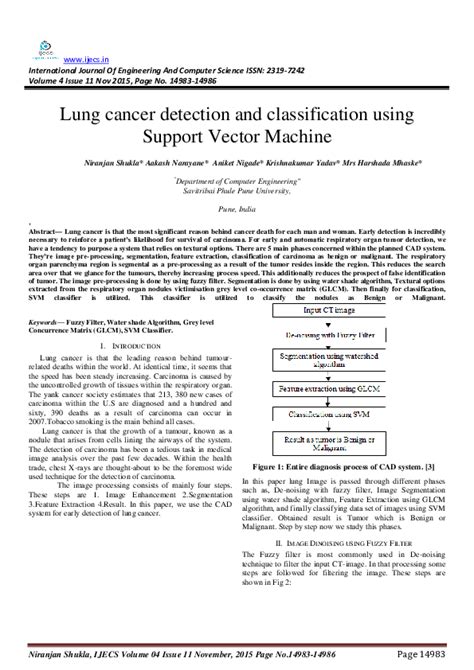 Pdf Lung Cancer Detection And Classification Using Support Vector Machine