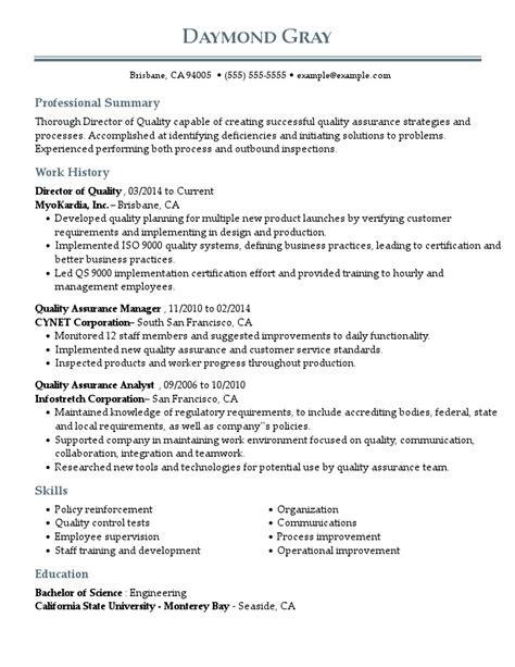 Professional Quality Control Resume Examples