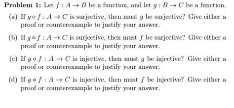 solved problem 1 let f a → b be a function and let g b