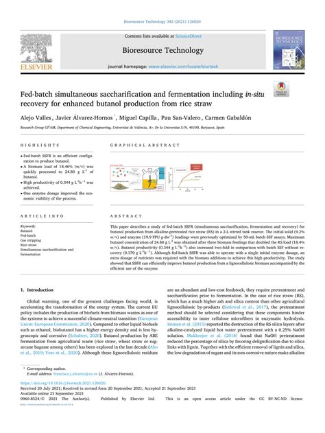 Pdf Fed Batch Simultaneous Saccharification And Fermentation Including In Situ Recovery For
