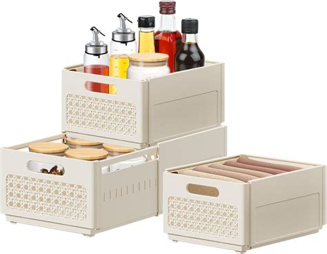 Lacusmall Retractable Storage Bins Expandable Stackable Organization With Handle