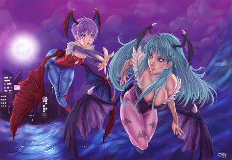 Morrigan Aensland And Lilith Aensland Vampire Drawn By Itsjustsuppi