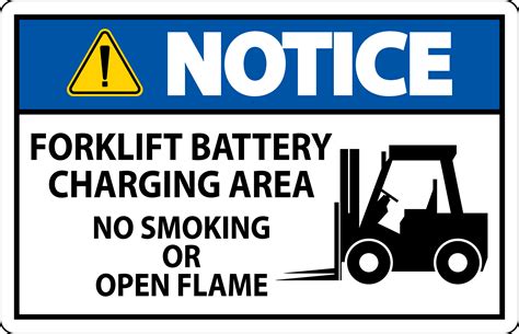 Notice Sign Forklift Battery Charging Area No Smoking Or Open Flame