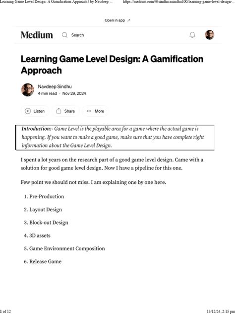 Learning Game Level Design A Gamification Approach By Navdeep Sindhu Nov 2024 Medium
