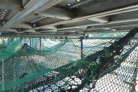 Safety Net Install Under The Scaffold Floor To Prevent Drop Objects From Work At Height Stock